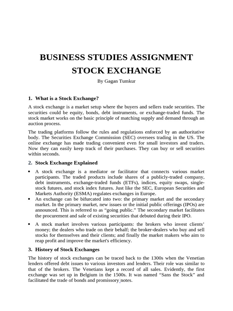 Understanding Stock Exchanges and Their Functions | PDF | Securities ...