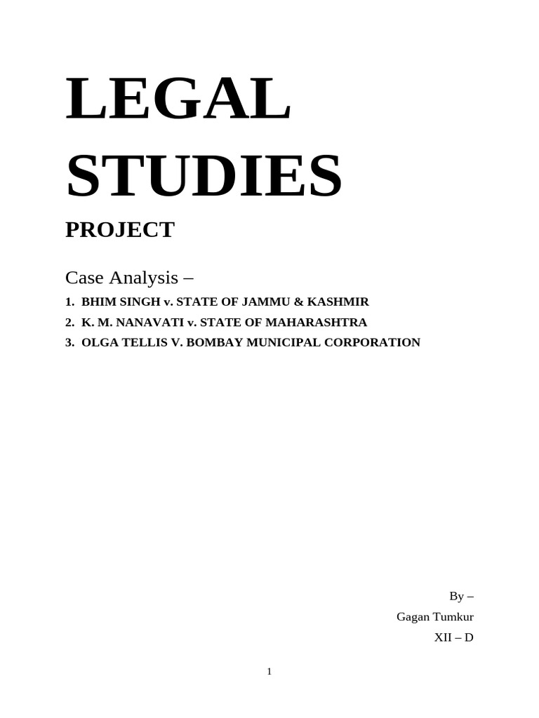 Legal Studies Class 12 Project | PDF | Public Law | Criminal Law