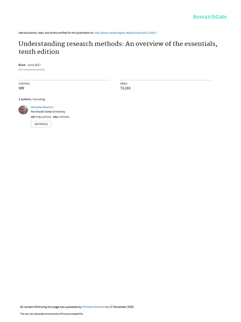 Understanding Research Methods An Overview of The Essentials Tenth ...