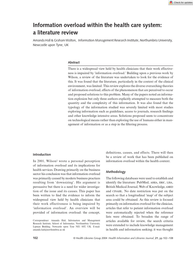 Information overload within the health care system a literature review ...