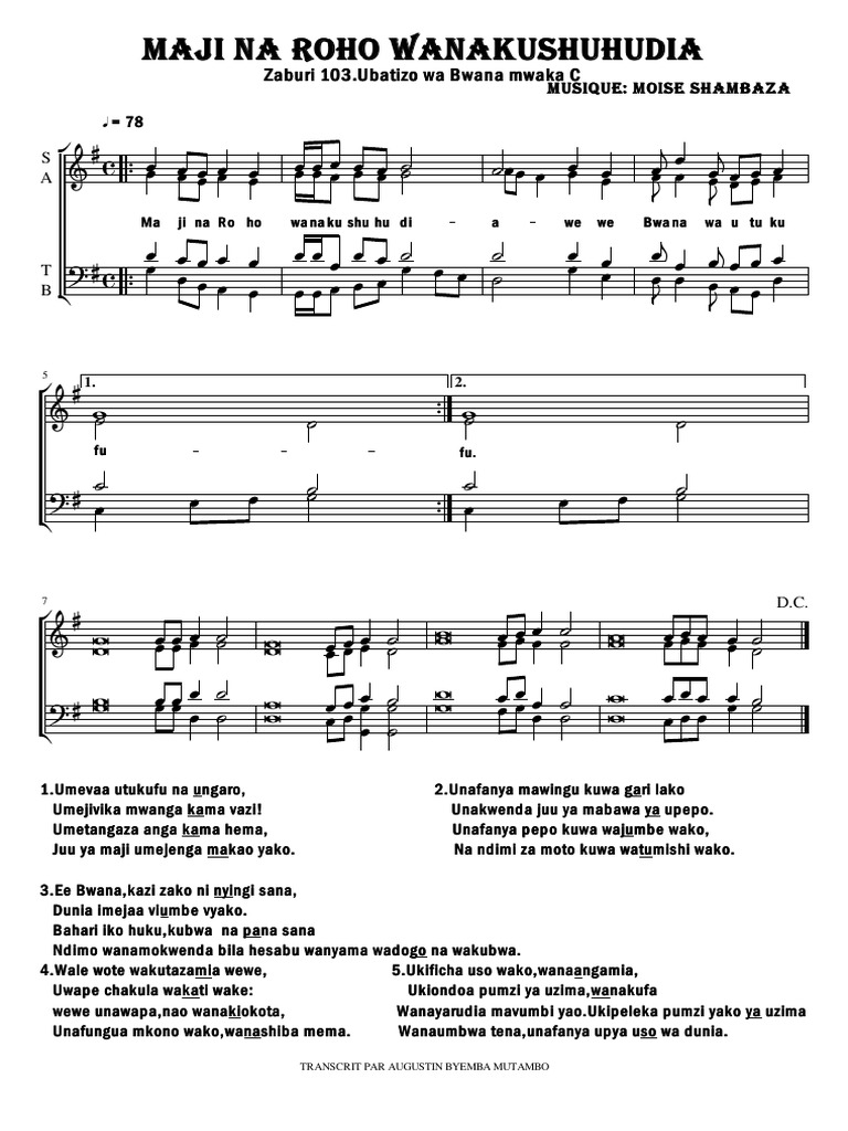 Maji Na Roho Wanakushuhudia | PDF