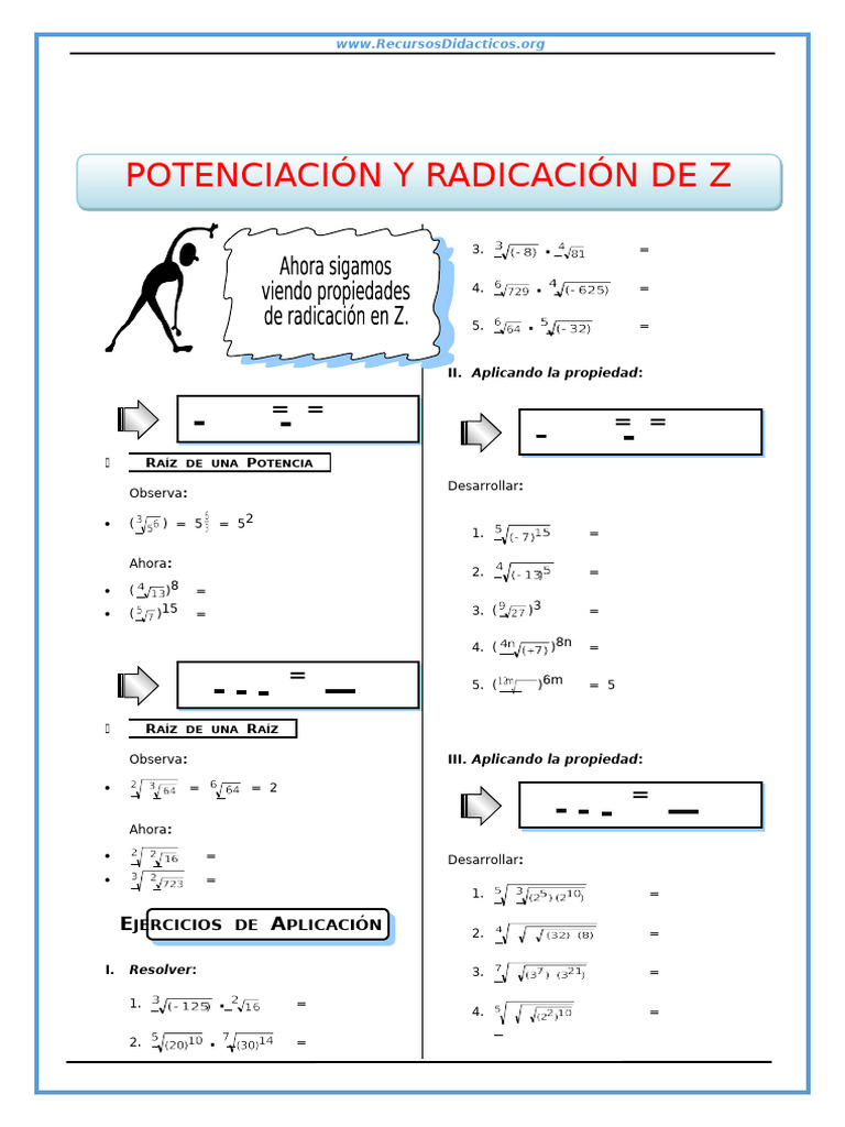Ejercicios de Potenciación y Radicación para Primero de Secundaria | PDF | Ajedrez
