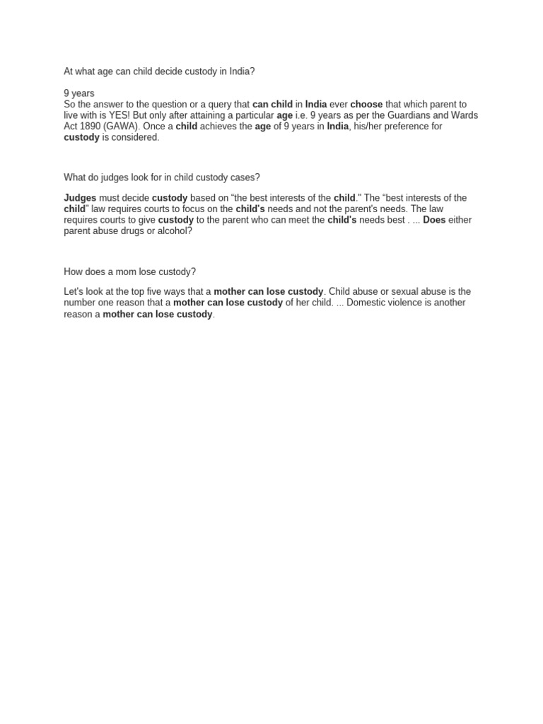 Imp Notes On Child Custody | PDF