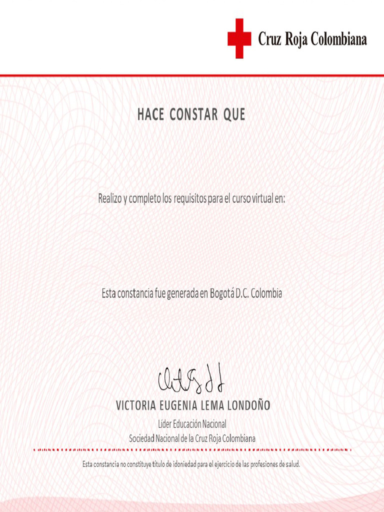 Certificado Mision Medica Cruz Roja | PDF