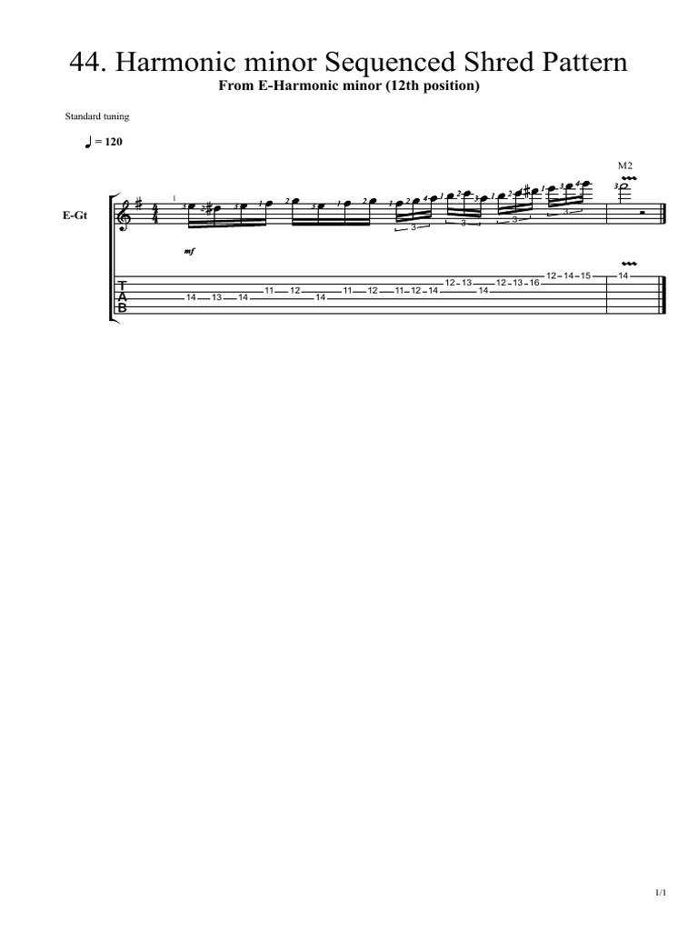 44 Harmonic Minor Sequenced Shred Pattern | PDF