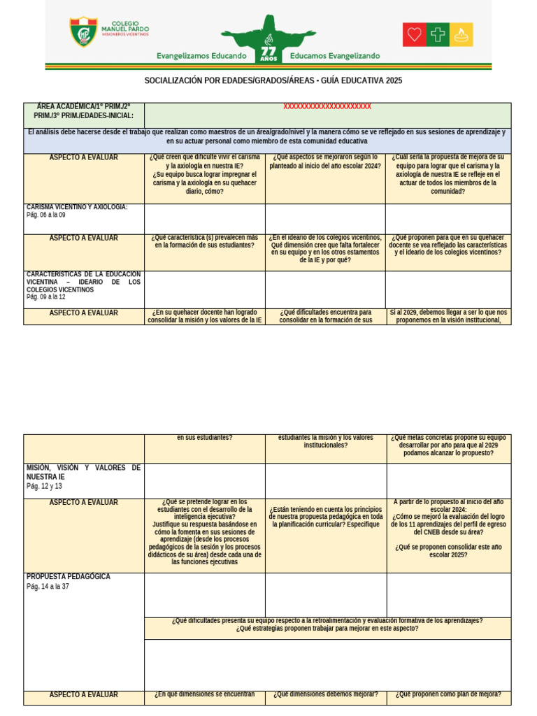 Socialización Por Edades-grados-áreas Académicas - Guía Educativa 2025 ...
