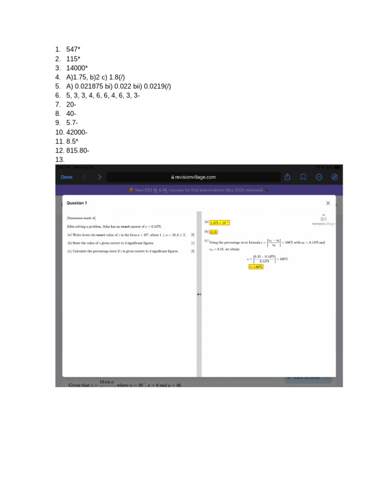 Algebra Exam Answer Key | PDF
