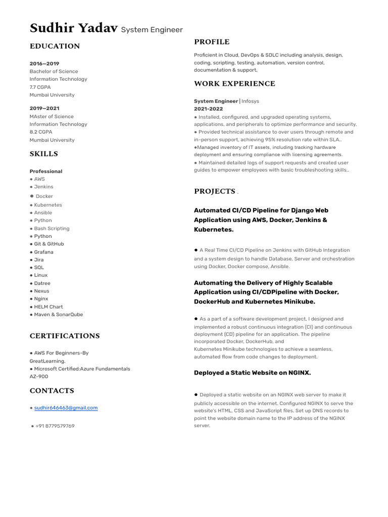 CV_SudhirYadav | PDF | Information Technology | Computing