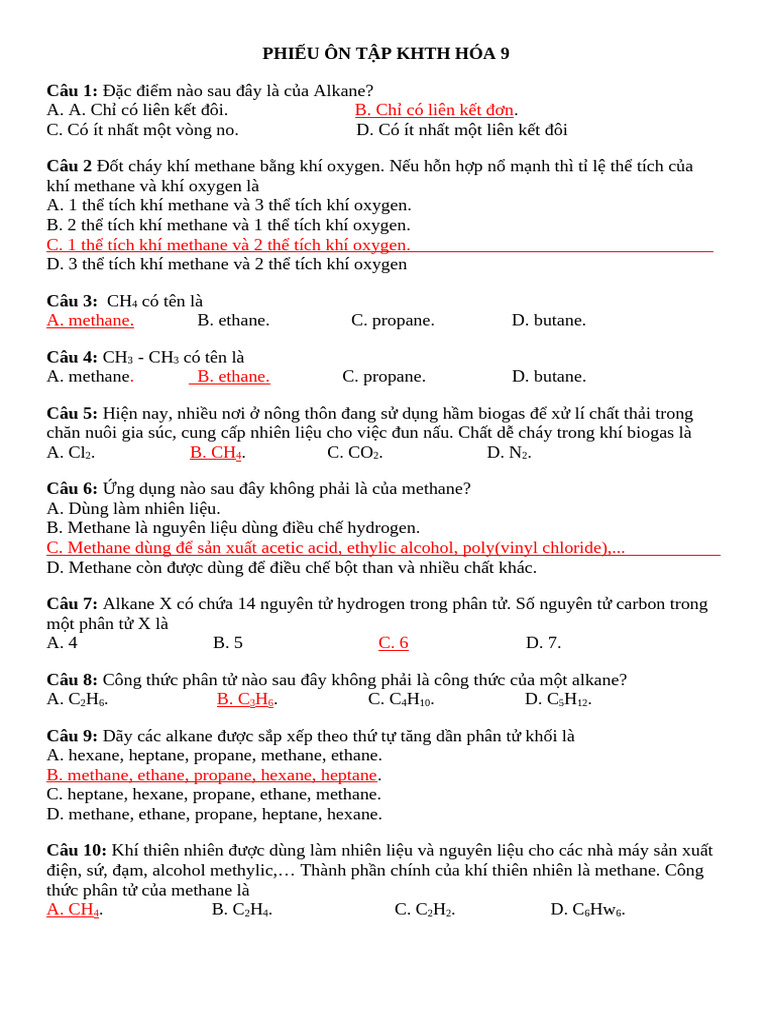 PHIẾU ÔN TẬP KHTH HÓA 9 | PDF