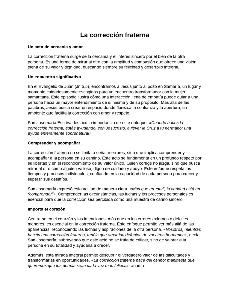 Corrección Fraterna: Amor y Empatía | PDF | Amor | Amistad