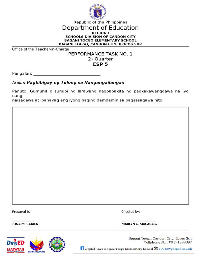 Performance Task ESP | PDF