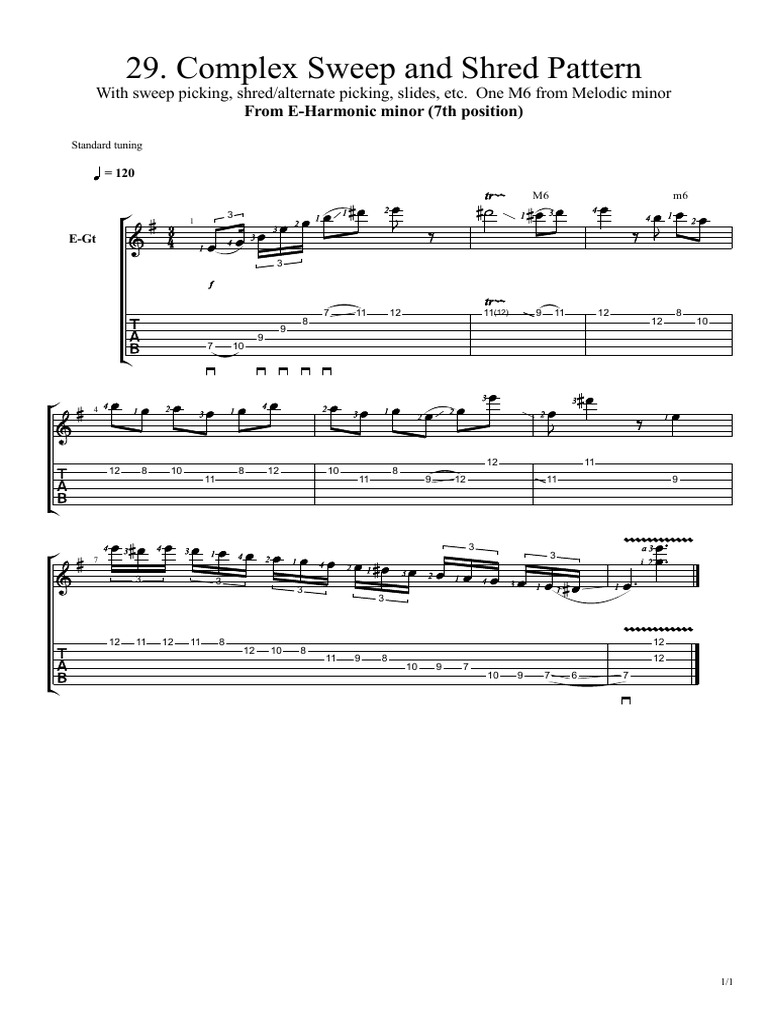 29 Complex Sweep and Shred Pattern | PDF | Musical Instruments | Pitch ...