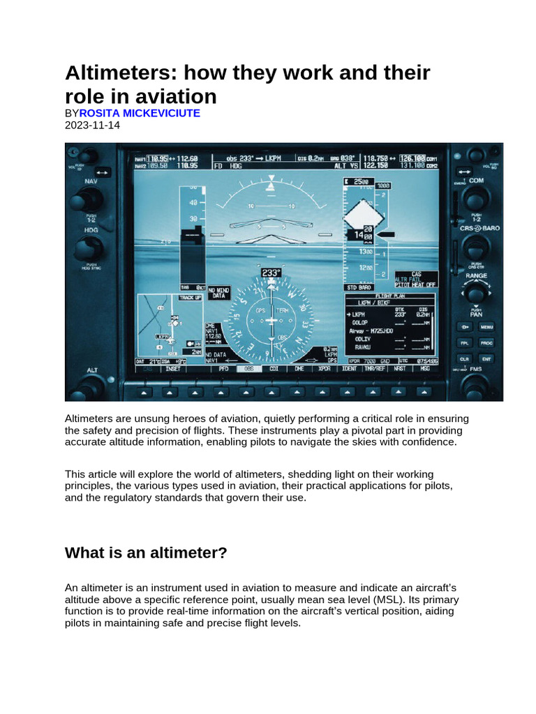 Altimeters Topic | PDF | Instrument Flight Rules | Altitude