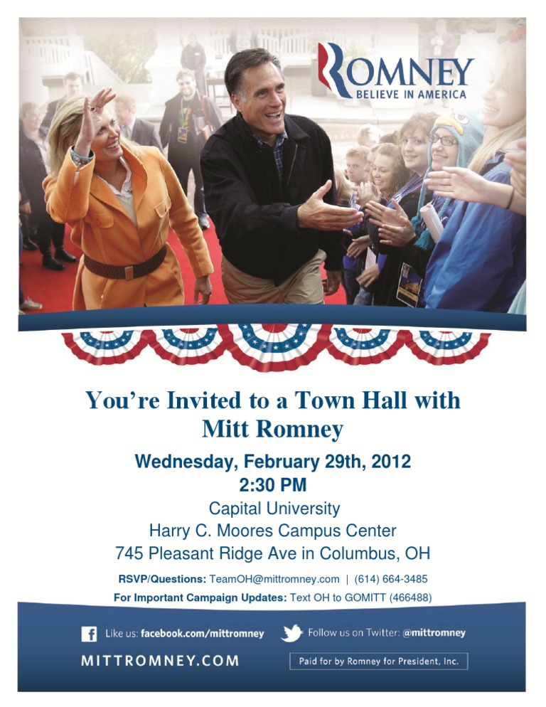 Town Hall Invitation with Mitt Romney | PDF