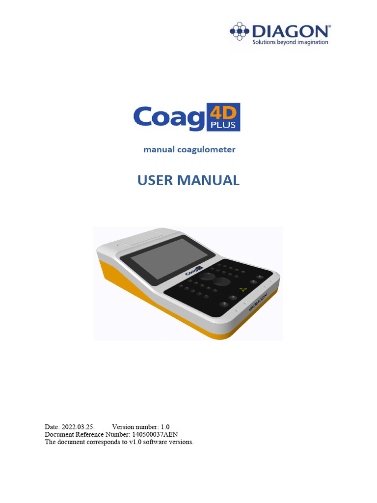 Coag 4DPlus User Manual EN 140500037AEN | PDF | Ac Power Plugs And Sockets | Coagulation