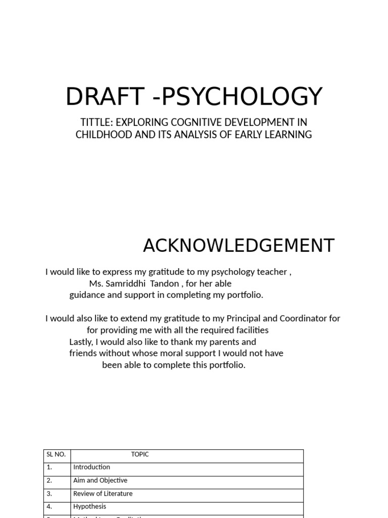 Draft Psychology | PDF | Cognitive Development | Cognition