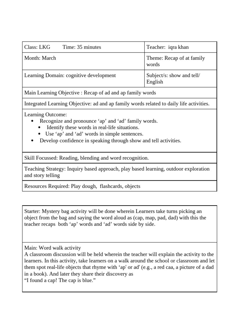 Lesson Plan of AP Ad | PDF