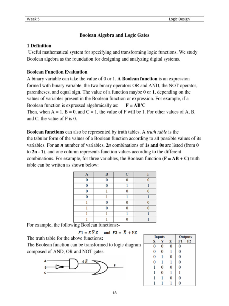 Boolean Algebra and Logic Gates Guide | PDF | Boolean Algebra ...