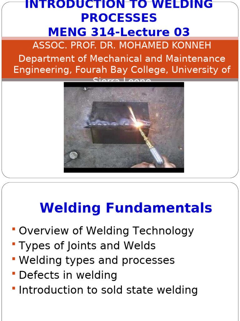 Lecture 4a_MENG 314--Fundamentals of Welding Processes | PDF | Welding | Construction