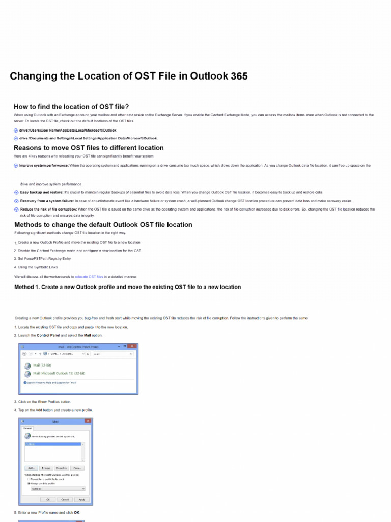 Locate and Move OST Files in Outlook | PDF | Microsoft Outlook ...