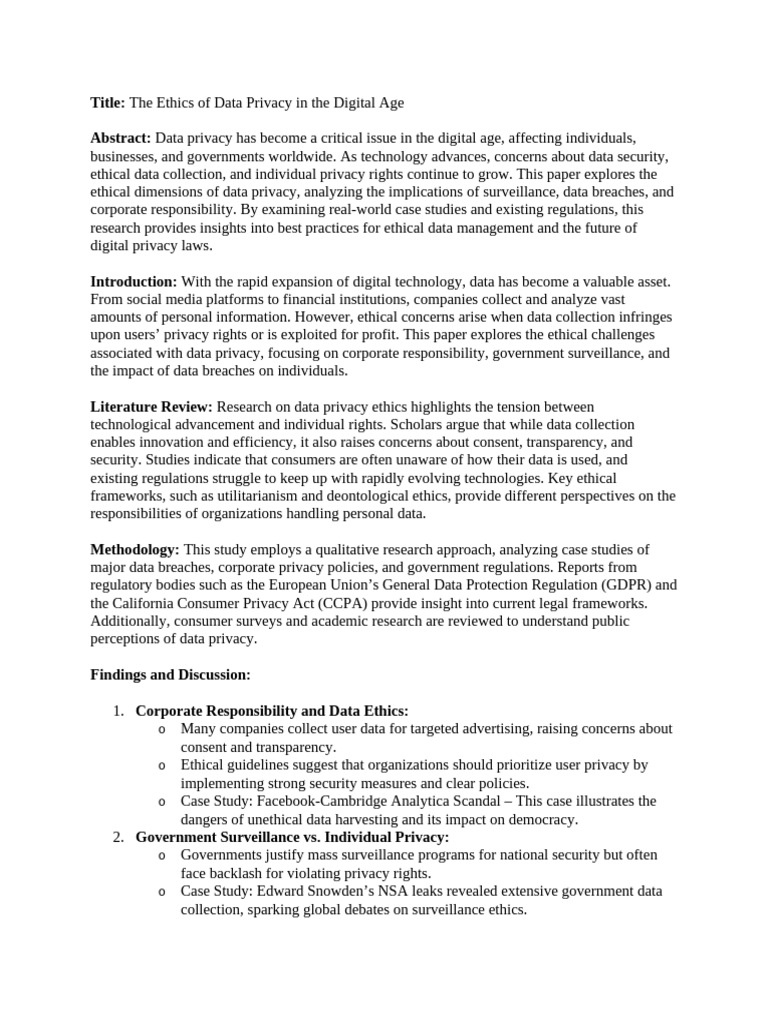 Ethics of Data Privacy Today | PDF | Privacy | Computer Security