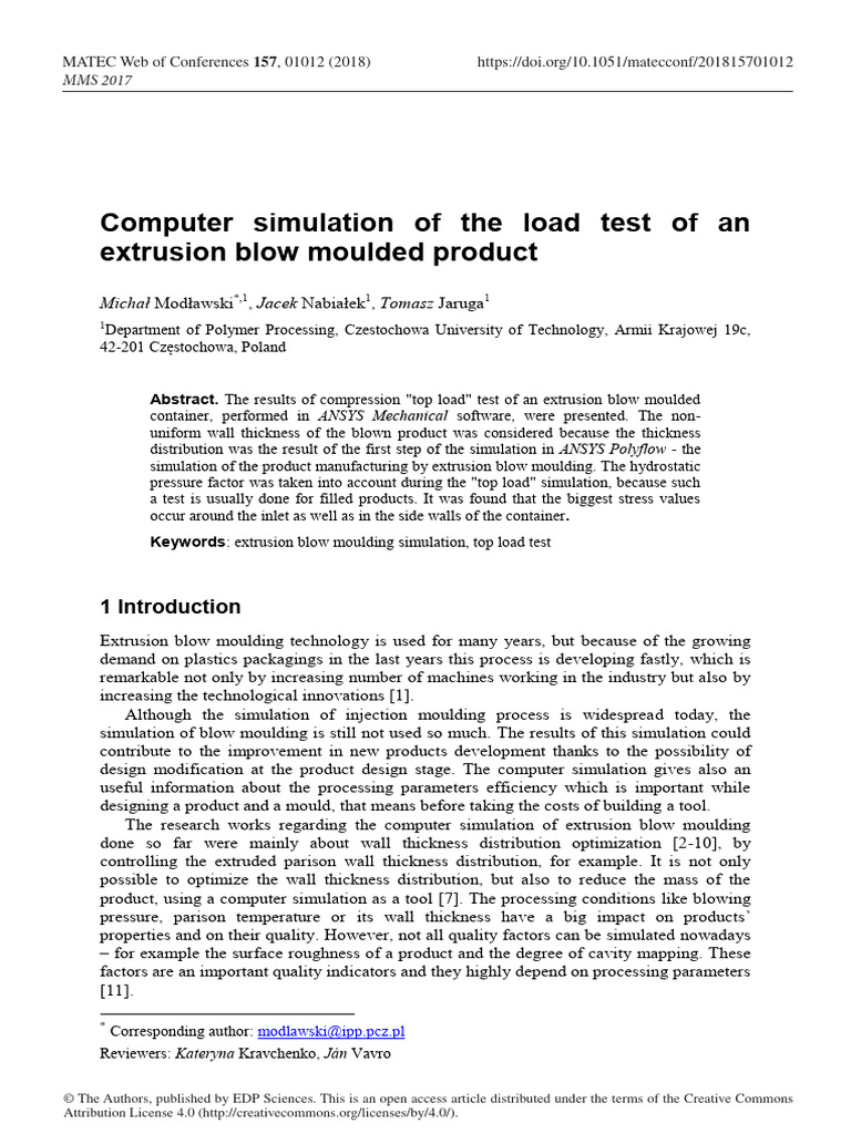Load Testing Simulation of Blow Moulded Canister | PDF | Stress ...