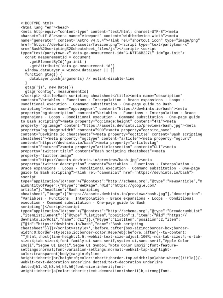 Bash Scripting Cheatsheet | PDF