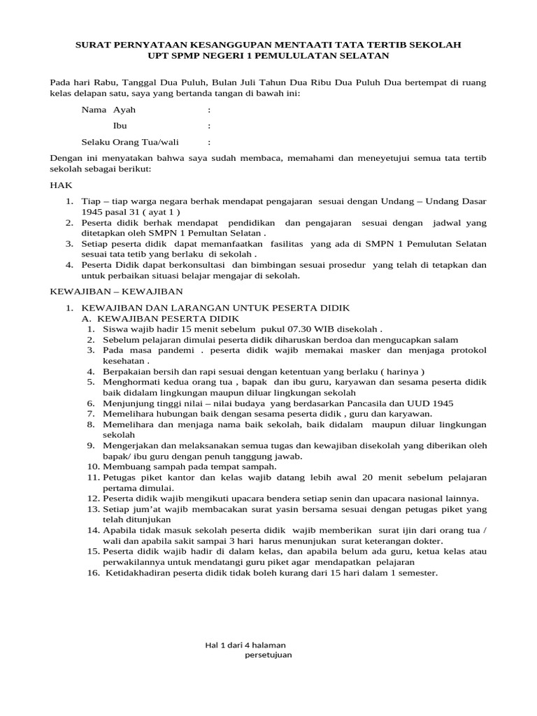 Tata Tertib Sekolah | PDF