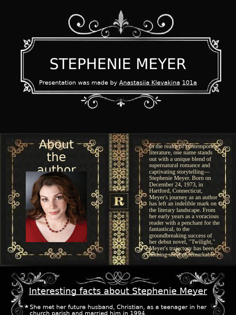 Stephenie Meyer: Author Insights & Facts | PDF | Twilight (Novel Series ...