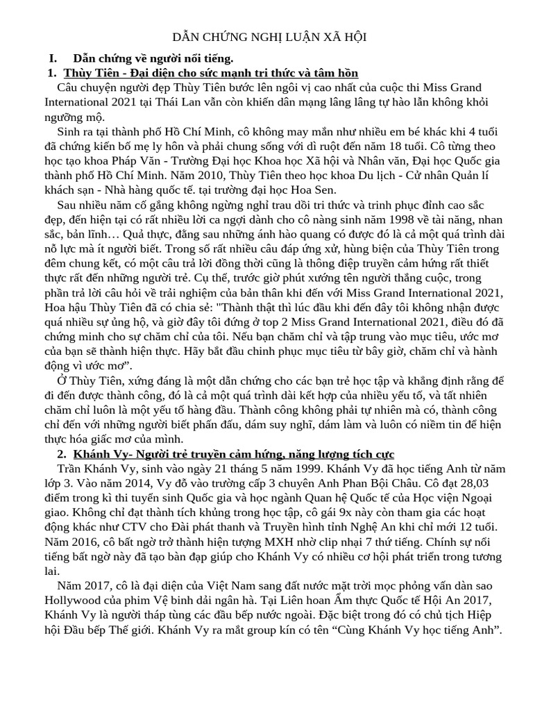 Dẫn chứng nlxh | PDF