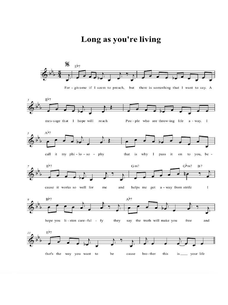 Long As You're Living - Leadsheet | PDF