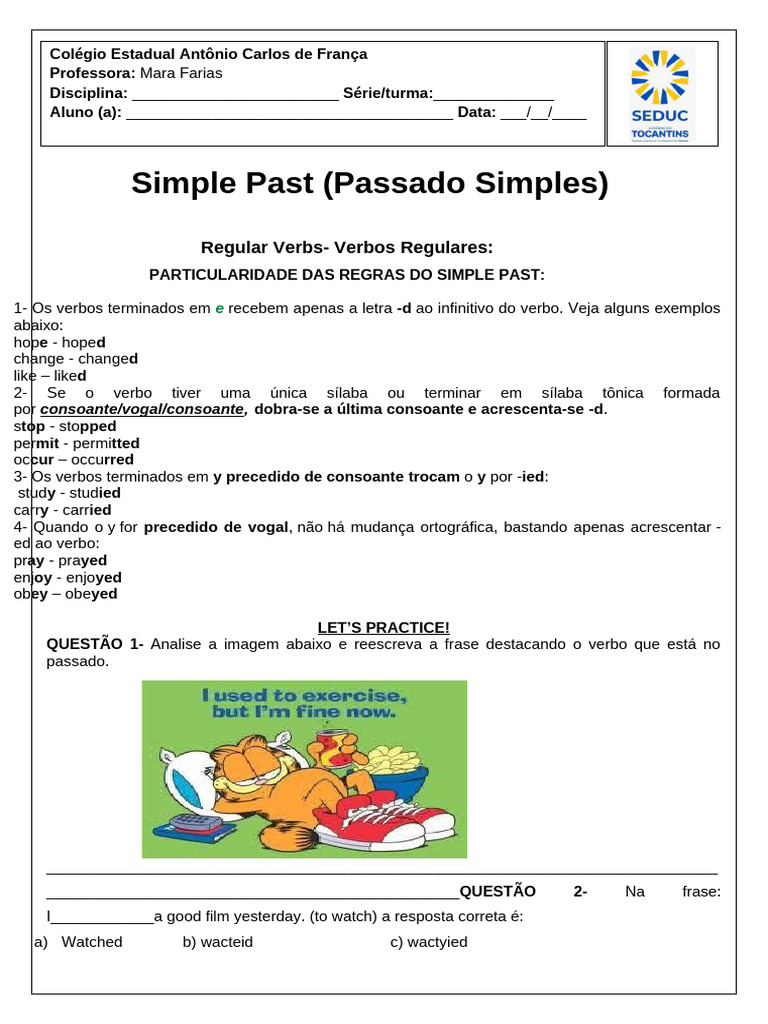 72 - Atividade 2 - Simple Past | PDF