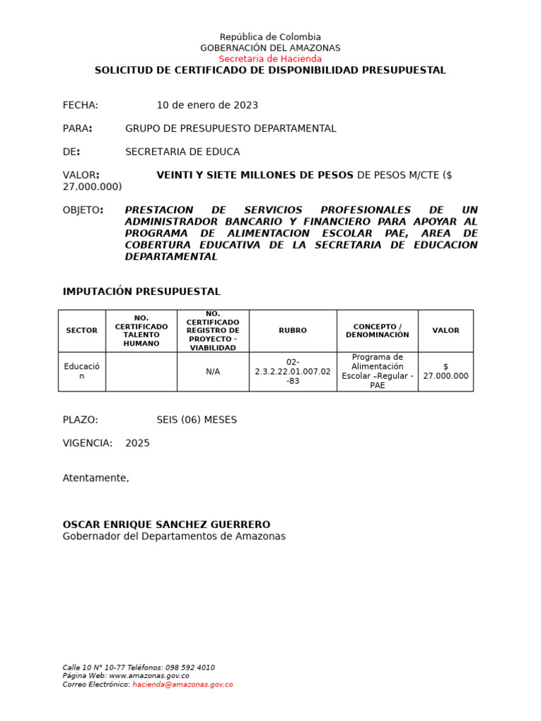 8. SOLICITUD DE CDP | PDF