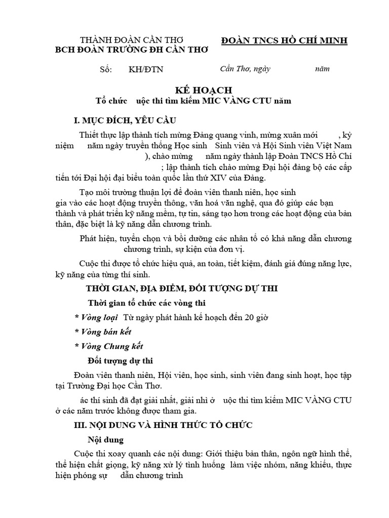 52 - KH Cuoc Thi Tim Kiem Mic Vang Ctu - V2 | PDF