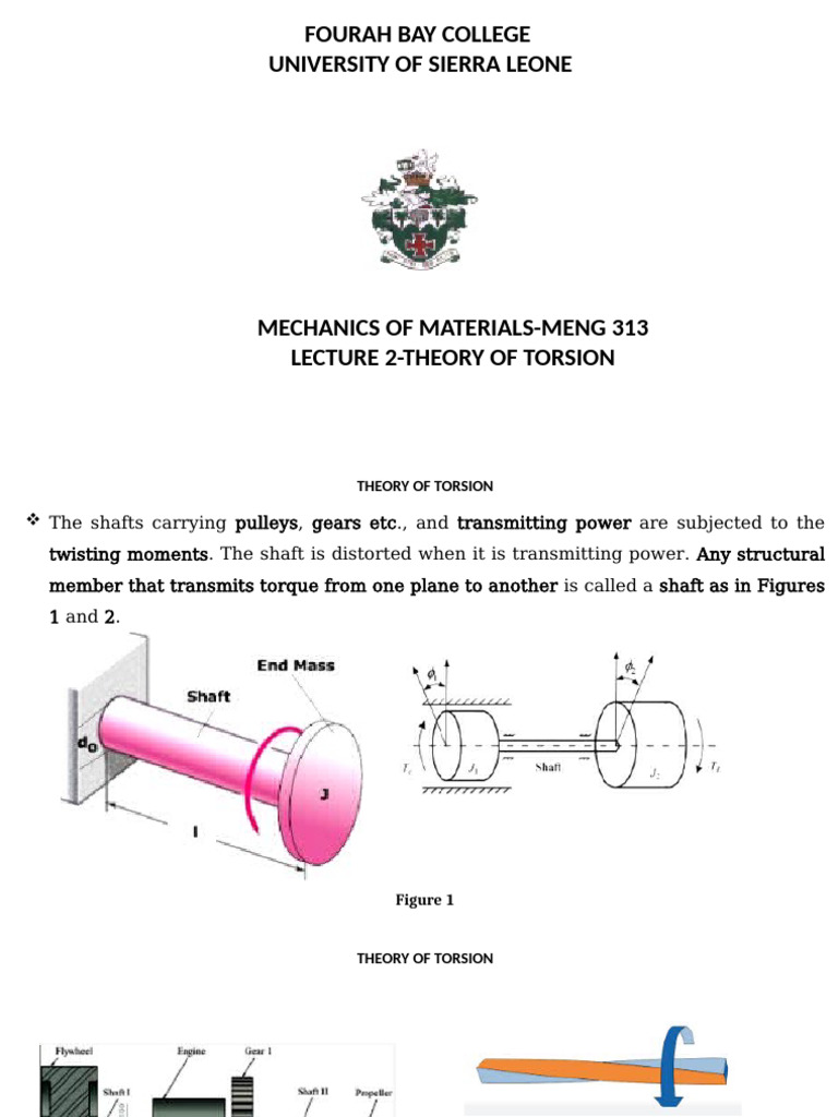 Mechanics of Materials - Lecture 2 - Theory of Torsion | PDF | Stress ...