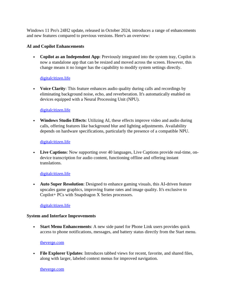 Windows 11 Pro's 24H2 Update | PDF | Microsoft Windows | Mobile App