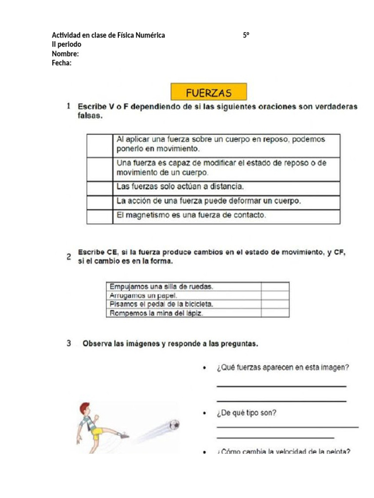 Actividad de Fisica 5 Fuerza | PDF