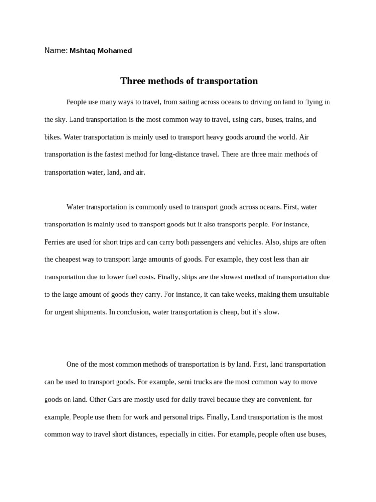 Overview of Transportation Methods | PDF