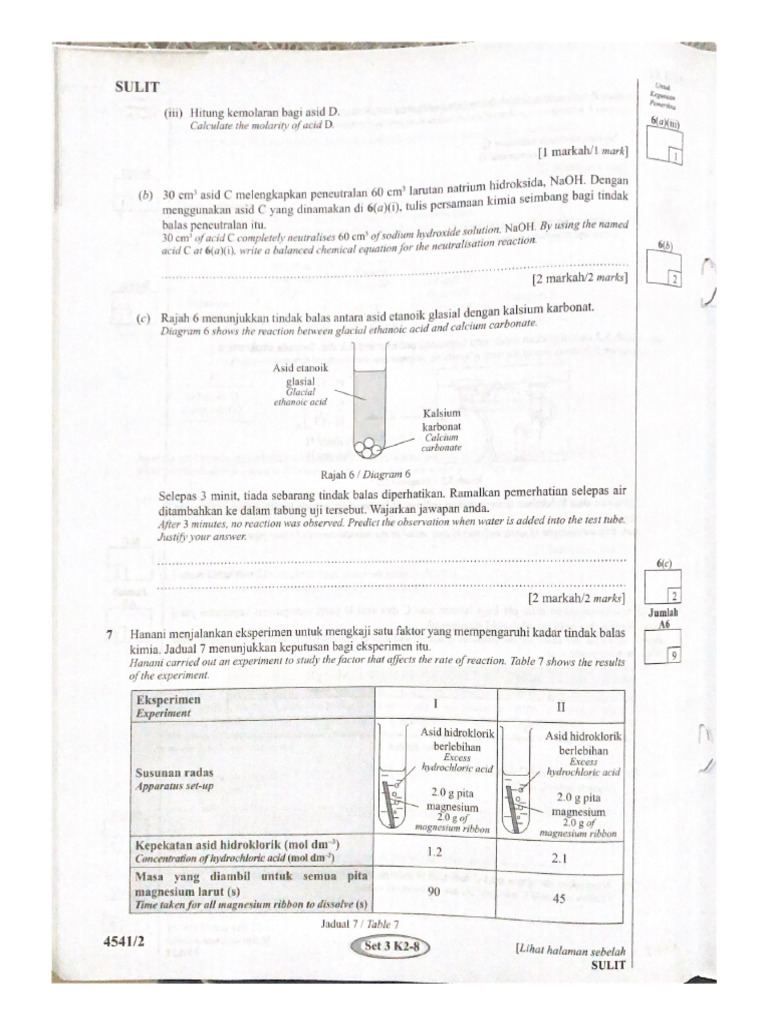 (B) 30 CM' Asid C Melengkapkan Peneutralan 60 CM' Larutan Natrium ...