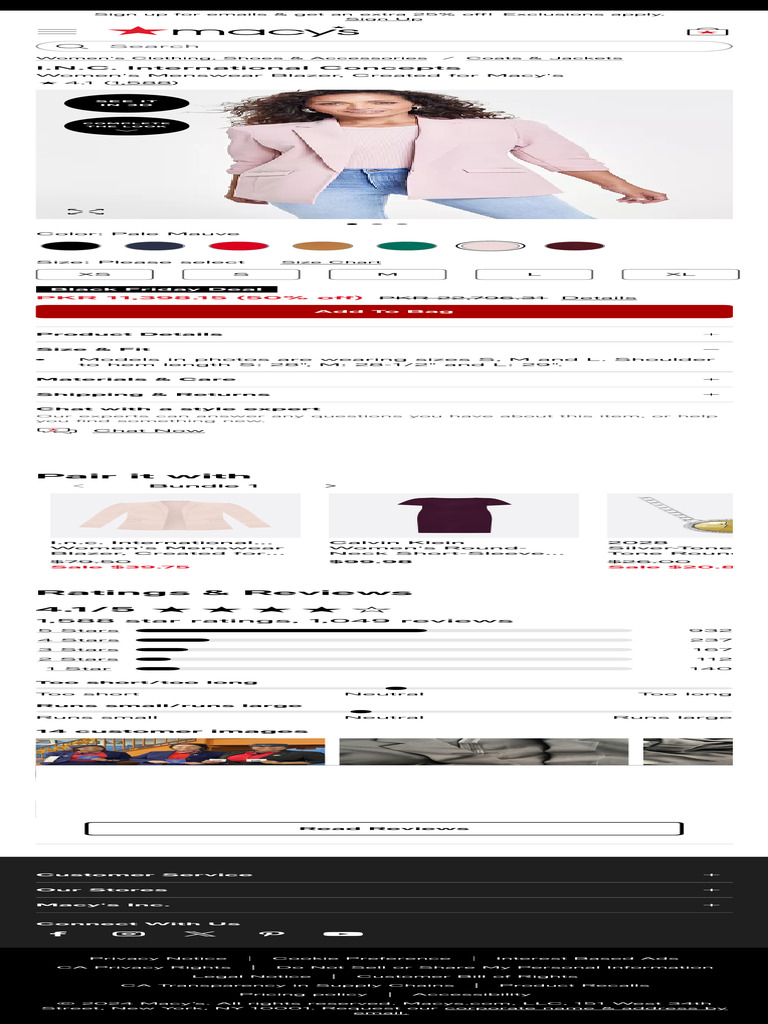 I.N.C. International Concepts Women's Menswear Blazer, Created for Macy ...