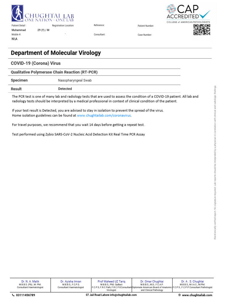 CLL PatientReport Covid PCR | PDF | Polymerase Chain Reaction | Pathology