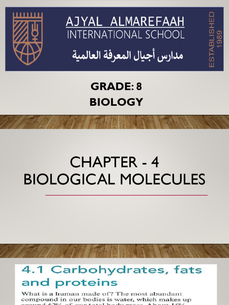 Chapter 4- Biological Molecules. Lecture | PDF
