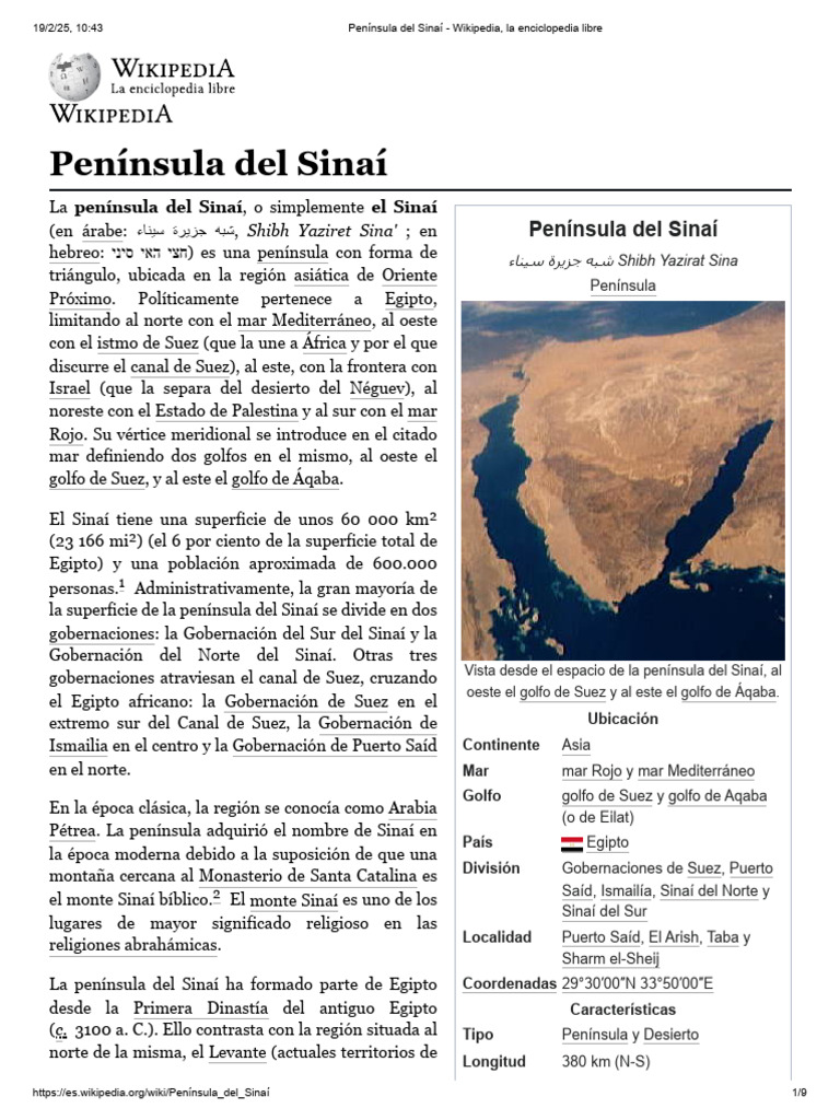 Historia y Geografía de la Península del Sinaí | PDF | Península Sinaí