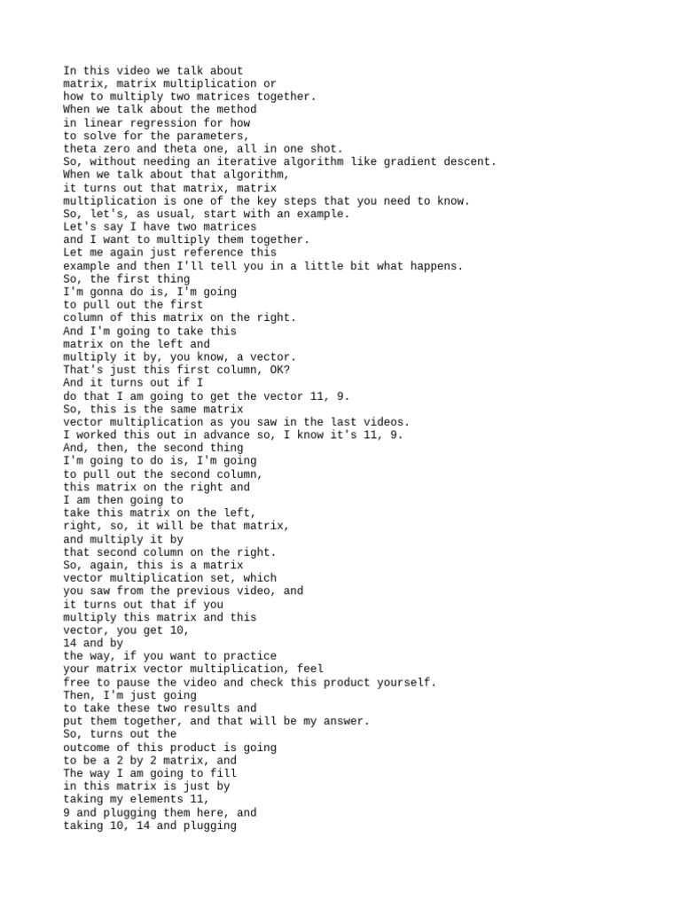 Matrix Multiplication Explained for Regression | PDF | Matrix ...