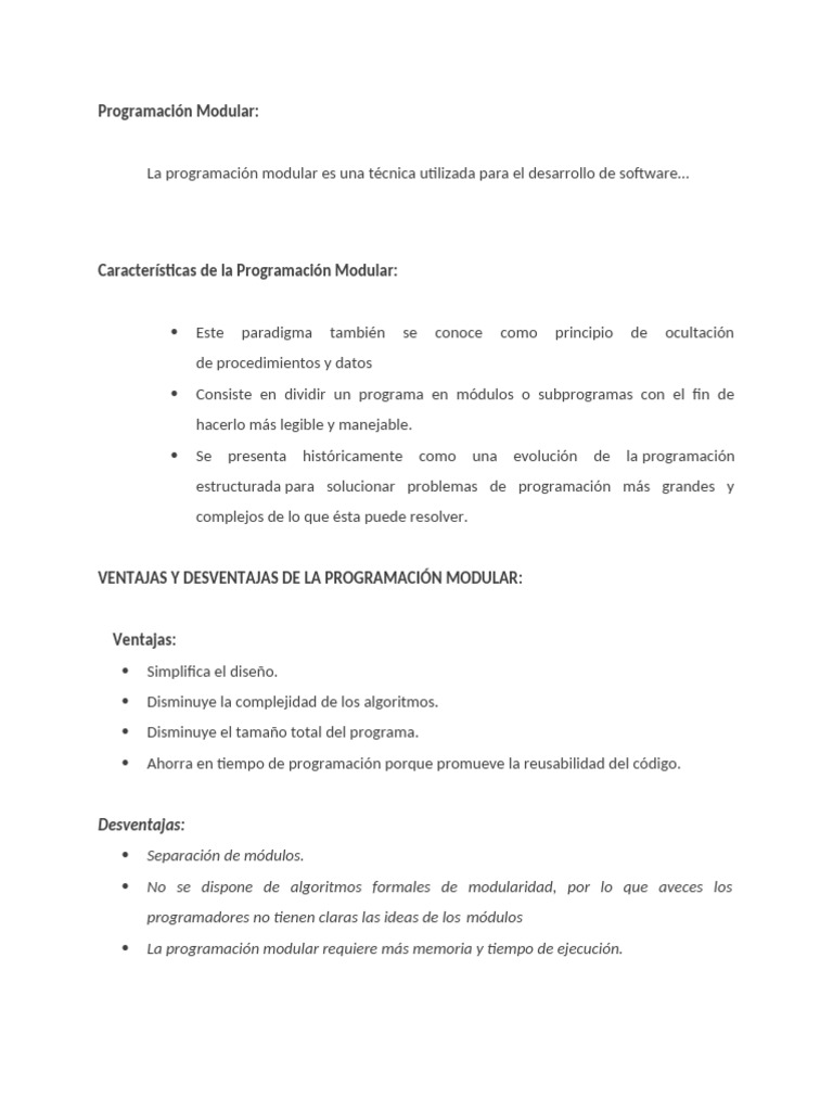 Ventajas de la Programación Modular | PDF | Programación orientada a objetos | Objeto (informática)
