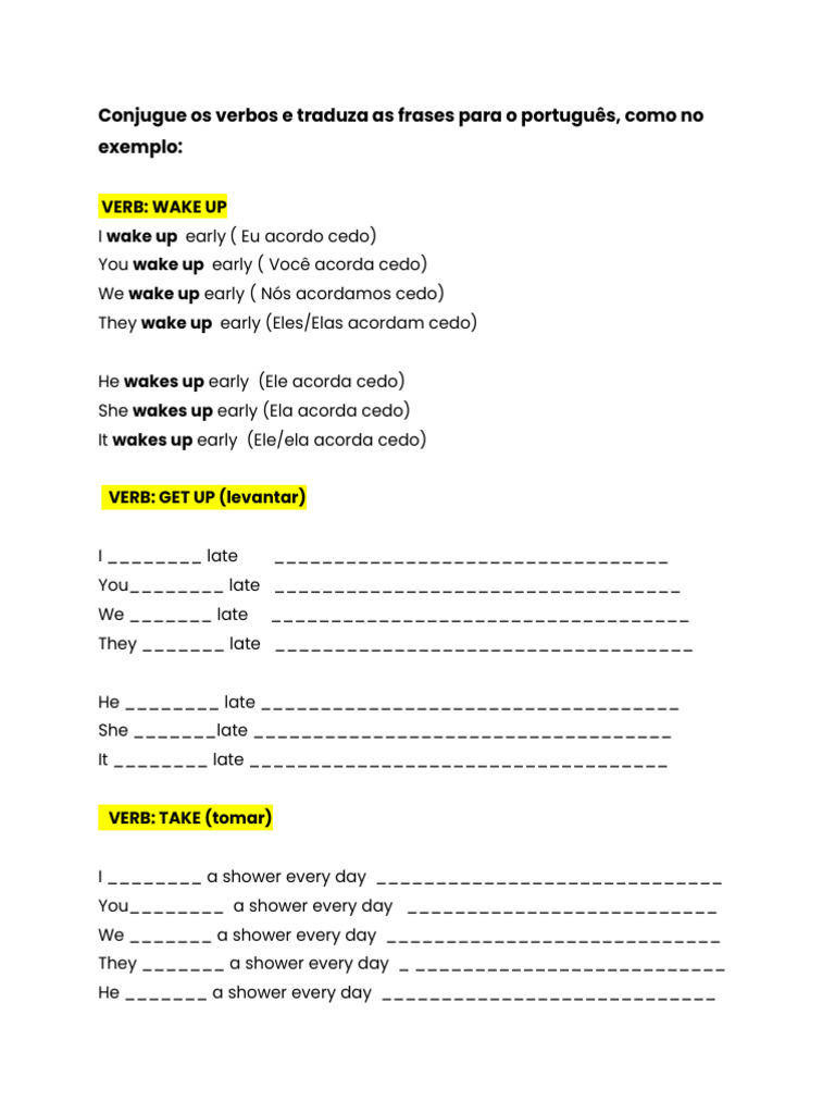 Verb Conjugation and Translation Exercise | PDF | Grammar | Linguistics