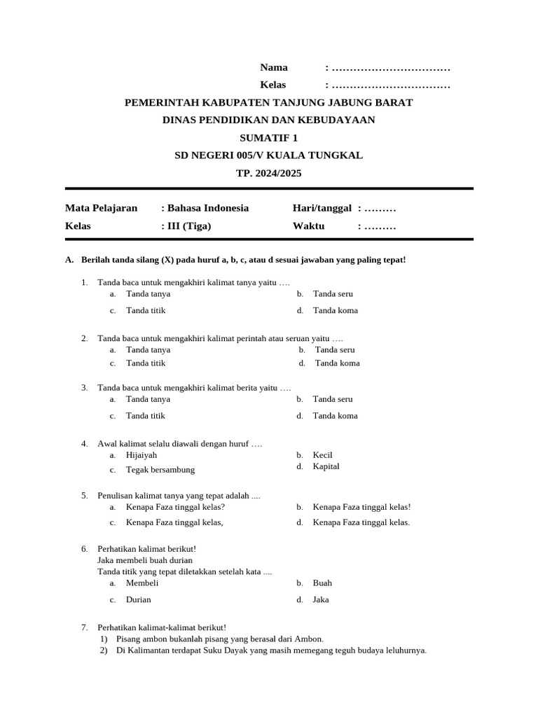 Sumatif 1 Bindo | PDF