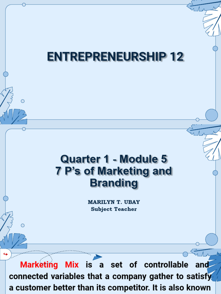 Module5_Entrepreneurship12 | PDF | Marketing | Brand