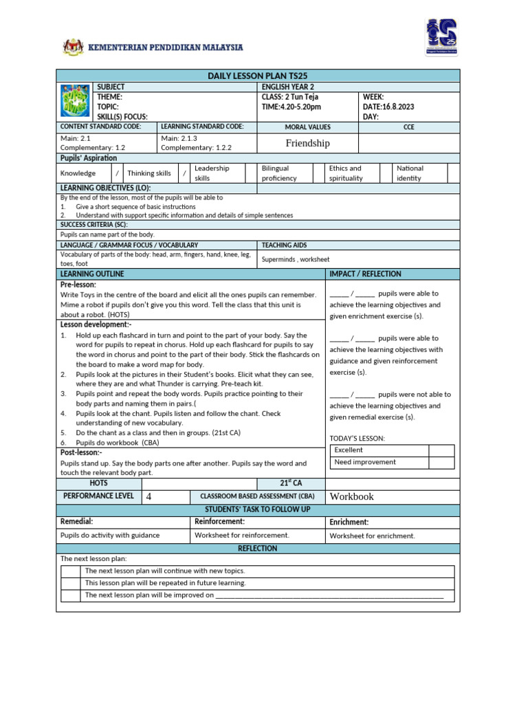 BI Y2 LP TS25 (Unit 8 LP 88-125) | PDF | Lesson Plan | Learning