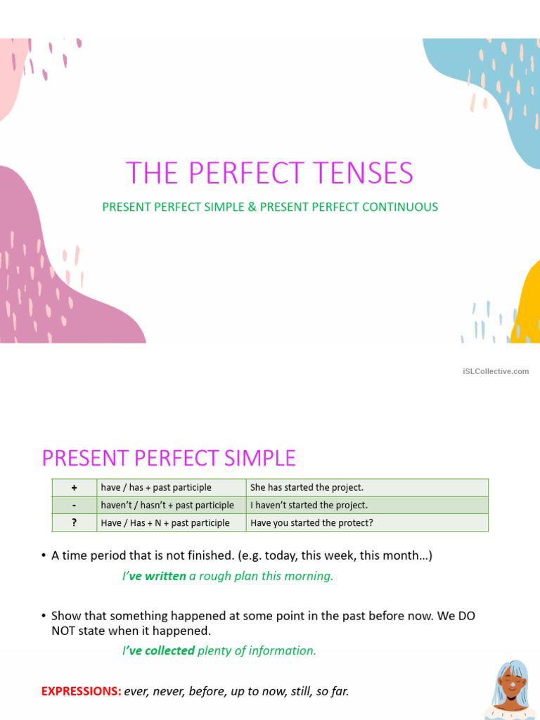 The Present Perfect Tenses Grammar Unit 2 | PDF | Language Mechanics ...